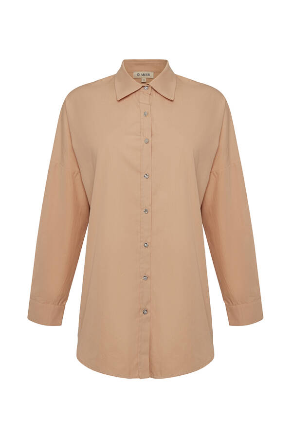 Bej Basic Cotton Bluz - Aker