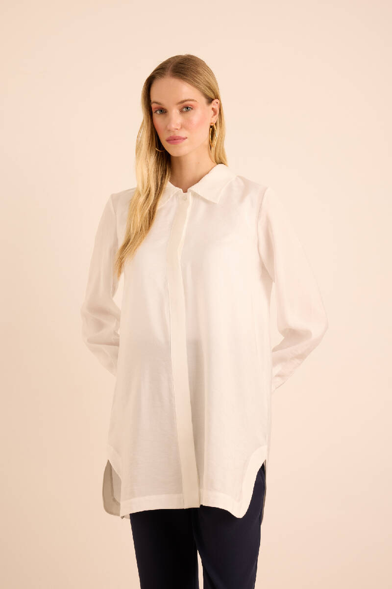 Beyaz Basic Tunik - Aker