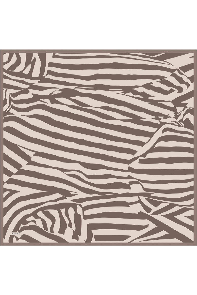 Renkli İpek Krep Saten Eşarp - Aker